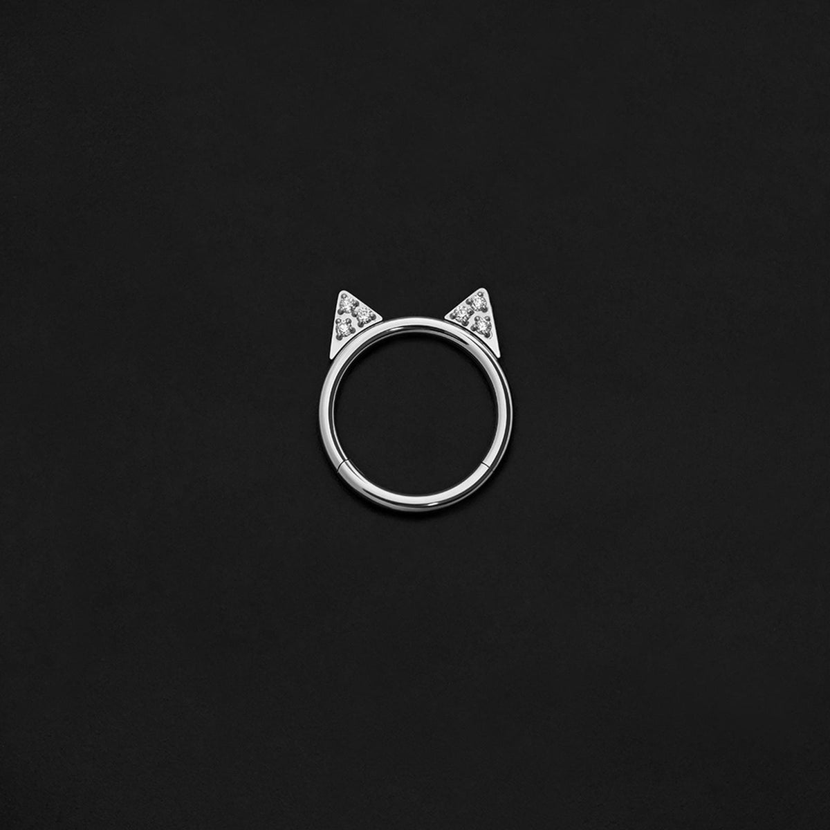 ASTM F136 Implant Grade Titanium Cat Ear CZ Clicker Nose Ring – Pheenix ...