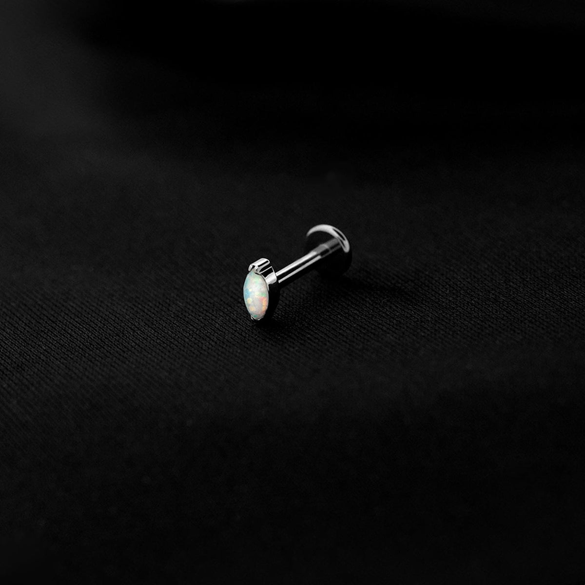 ASTM F136 Implant Grade Titanium Marquise White Opal Flatback Labret S ...