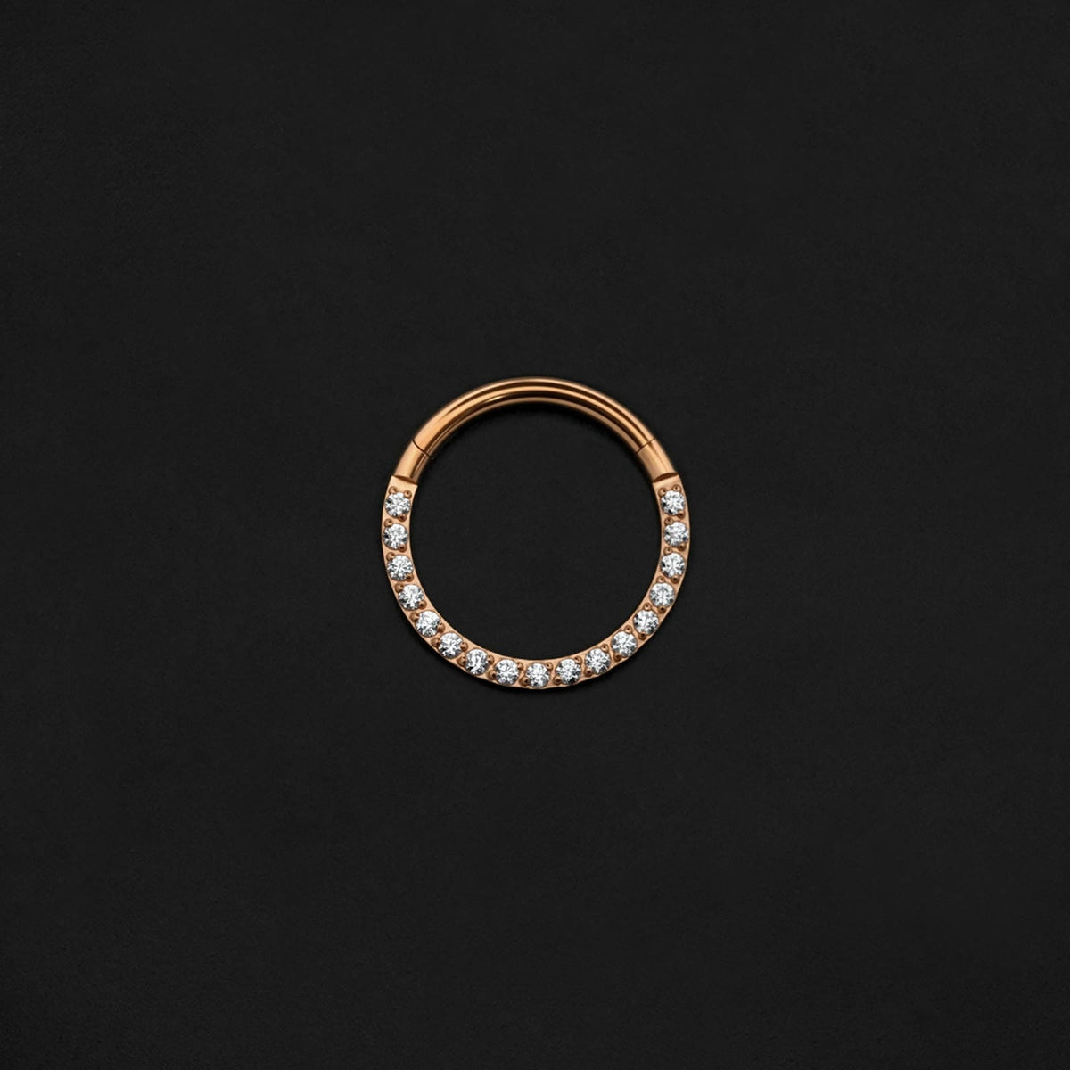 ASTM F136 Implant Grade Titanium Rose Gold Paved CZ Hinged Ring Clicke ...