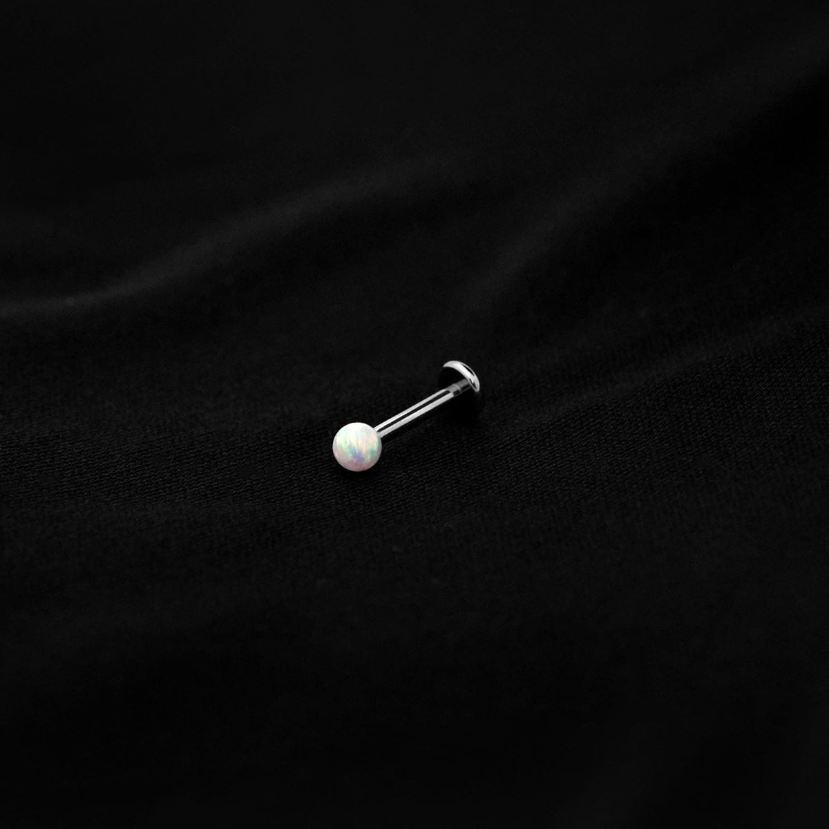 ASTM F136 Implant Grade Titanium White Opal Flatback Labret Stud ...
